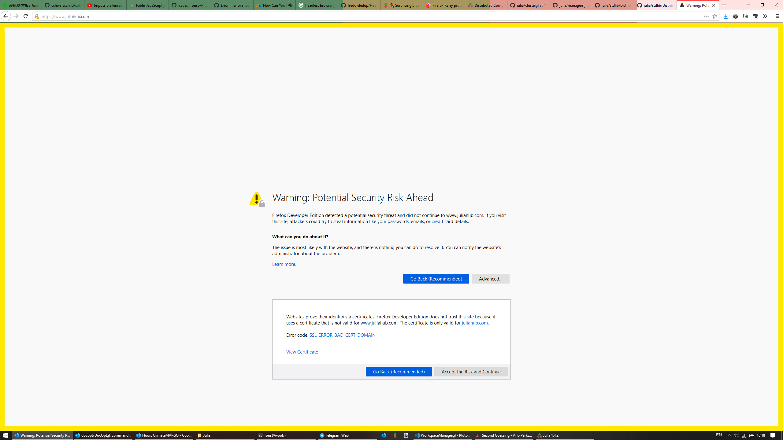 https://www.juilahub.com certificate warning · Issue #62 · JuliaComputing/JuliaHub-Feedback · GitHub