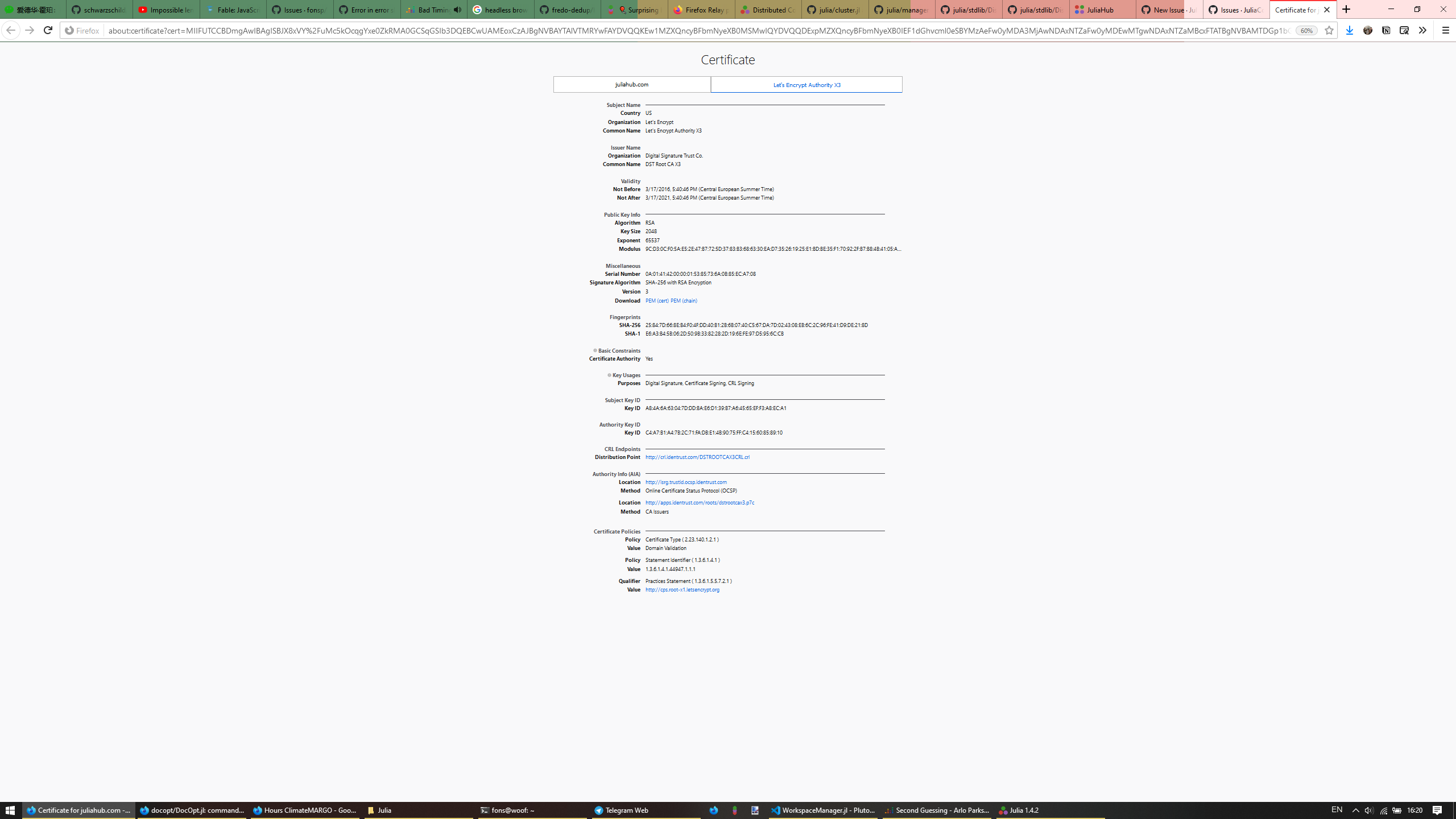 Certificate Warning · Issue 62 · Juliacomputingjuliahub Feedback · Github