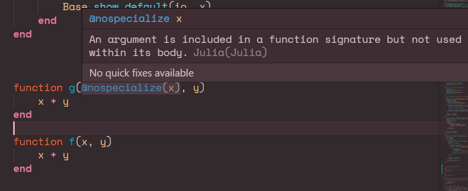 ` Nospecialize X ` Not Linked To `x` In Function Body · Issue 1609 · Julia Vscode Julia Vscode