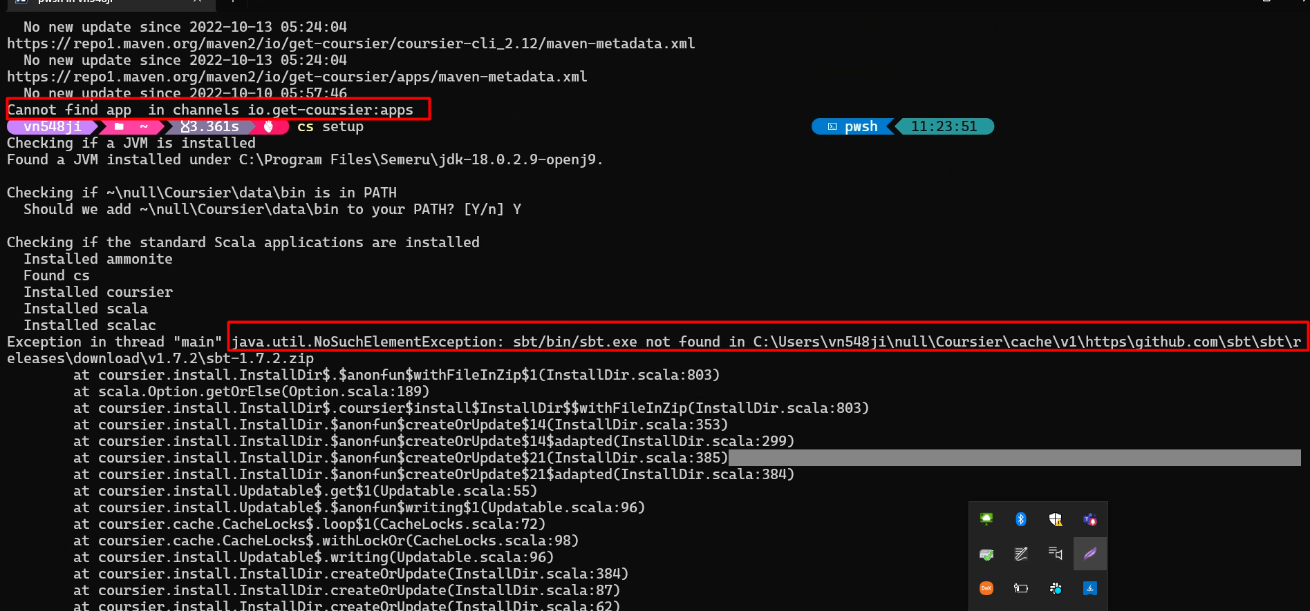 `NoSuchElementException: sbt/bin/sbt.exe not found` when trying to ...