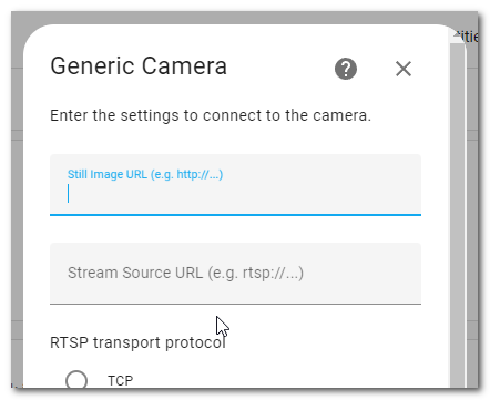Adding 'Generic Camera' integration fails with error 'Config flow could not be loaded: {"message ...