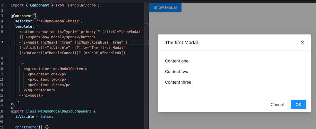 Modal 设置 [nzMask]="false" 不生效 · Issue #7942 · NG-ZORRO/ng-zorro-antd · GitHub
