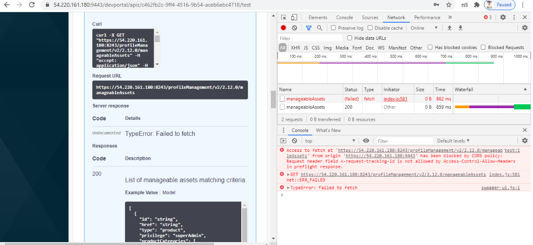 Wso2 Apim Devportal Tryout Typeerror Failed To Fetch” For The Same Getting Response When