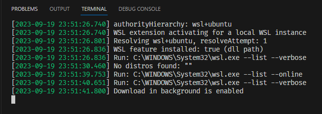 [WSL]: No WSL distros found. New distros can be installed from the Microsoft Store. · Issue ...
