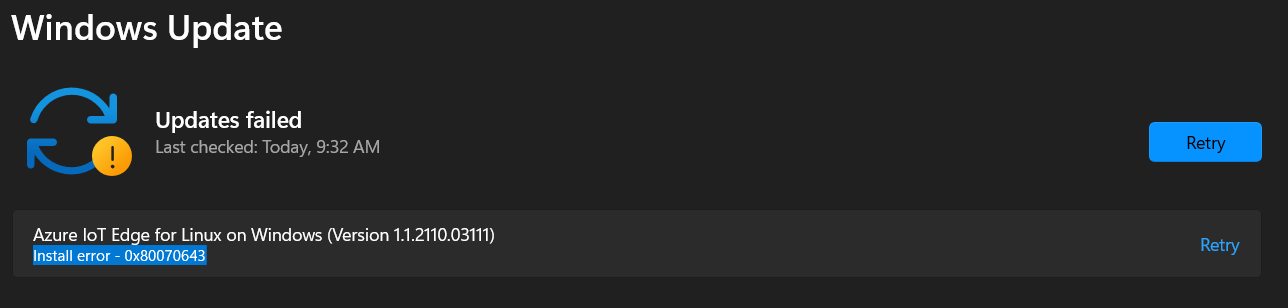 Windows update installing Azure IoT EFLOW fails on Windows 11 Enterprise · Issue #95 · Azure ...
