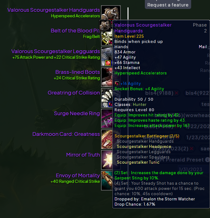 Hunter Set Bug · Issue #2546 · wowsims/wotlk · GitHub