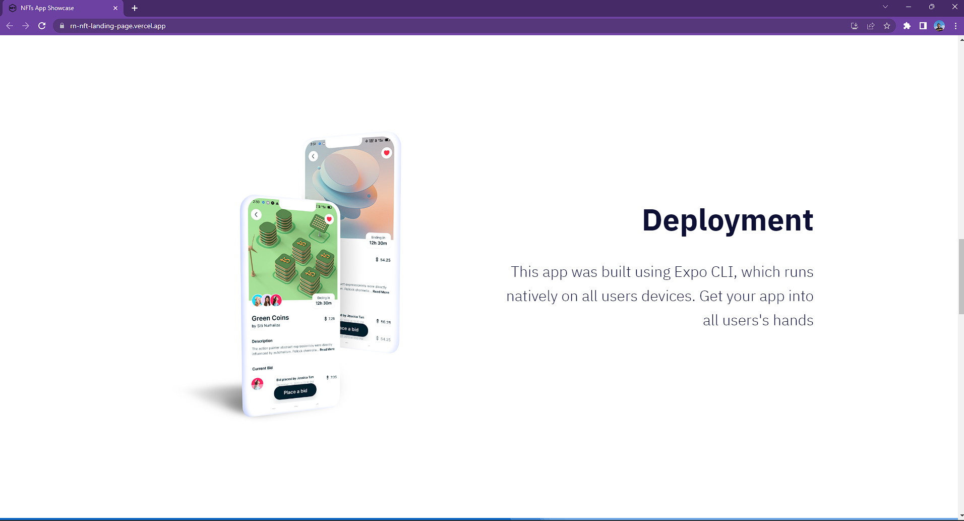 GitHub - StefanoCutri/rn_nft_landing_page