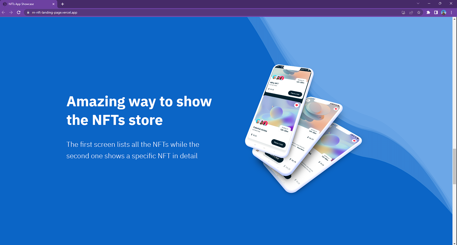 GitHub - StefanoCutri/rn_nft_landing_page
