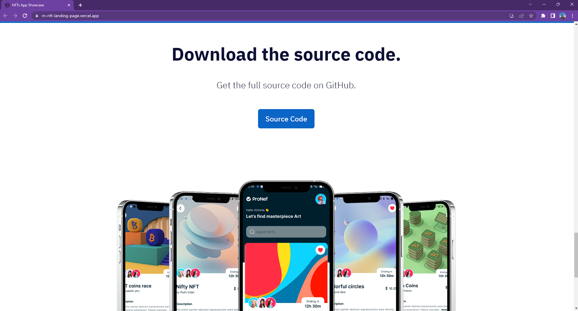 GitHub - StefanoCutri/rn_nft_landing_page