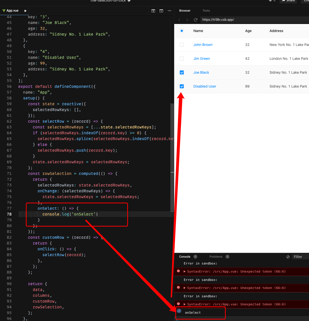 Table Support Row selection on click Triggering onSelect Event Table Support Row selection on click Triggering onSelect Event