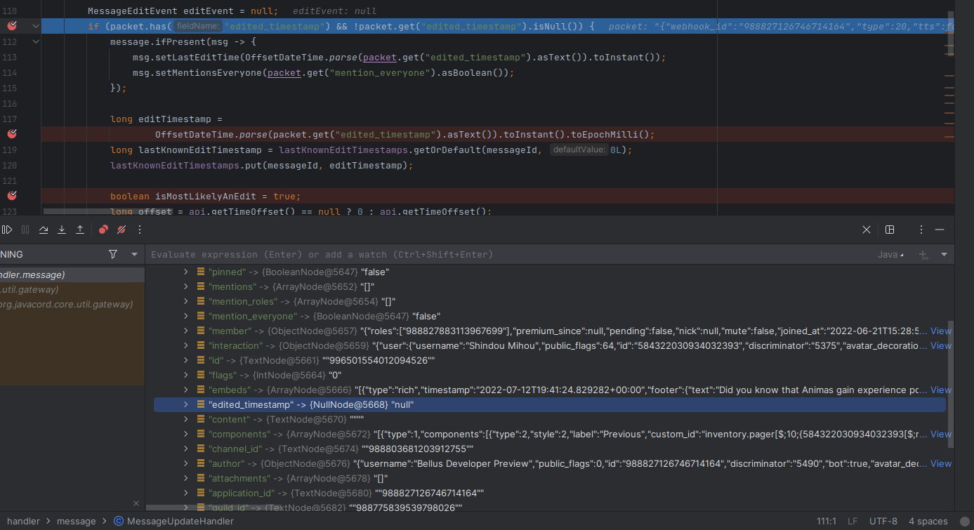 MessageUpdateHandler is outdated · Issue #1048 · Javacord/Javacord · GitHub