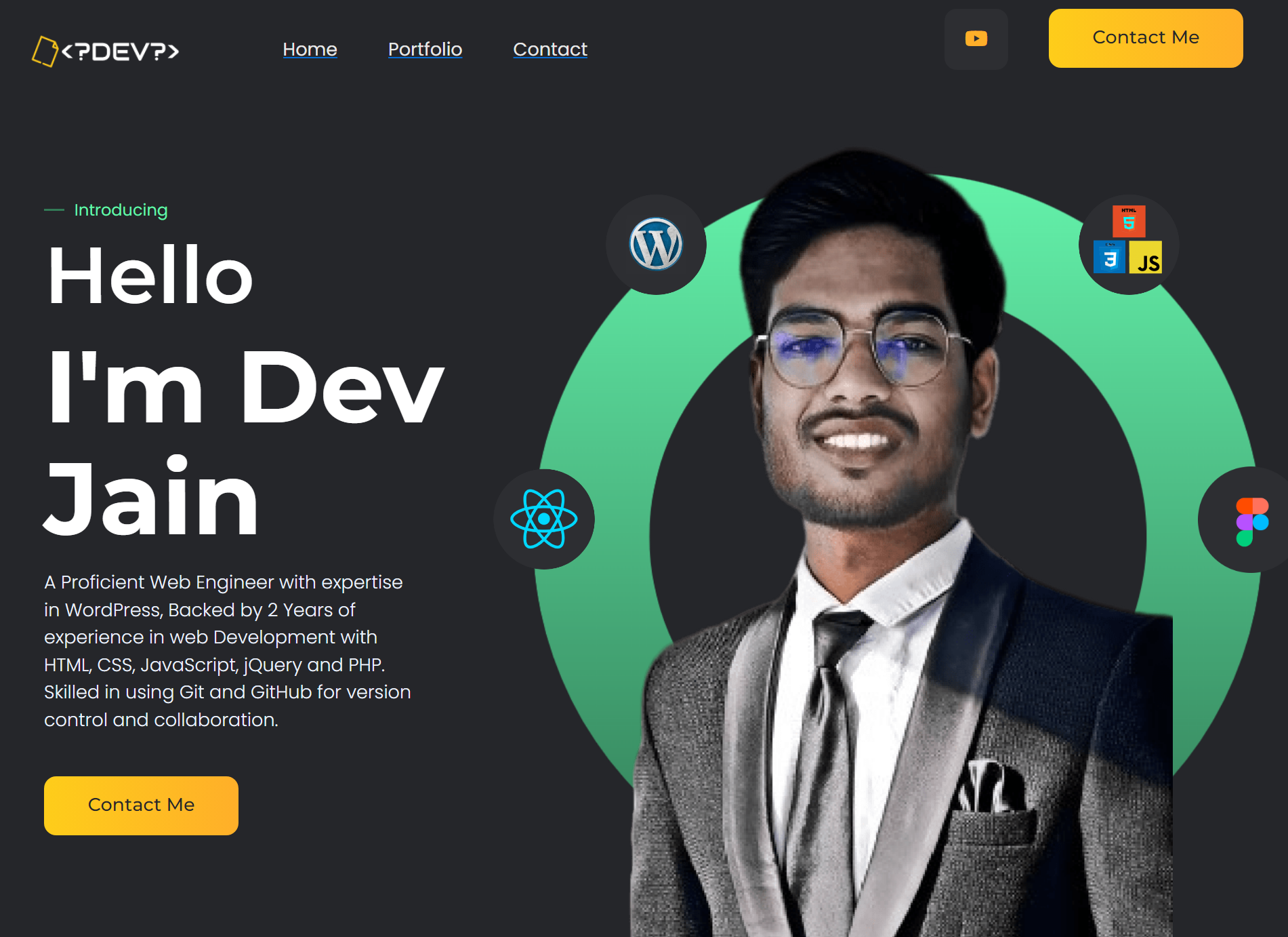 GitHub - devjainofficial/WP-Portfolio: Personal Portfolio Using WordPress