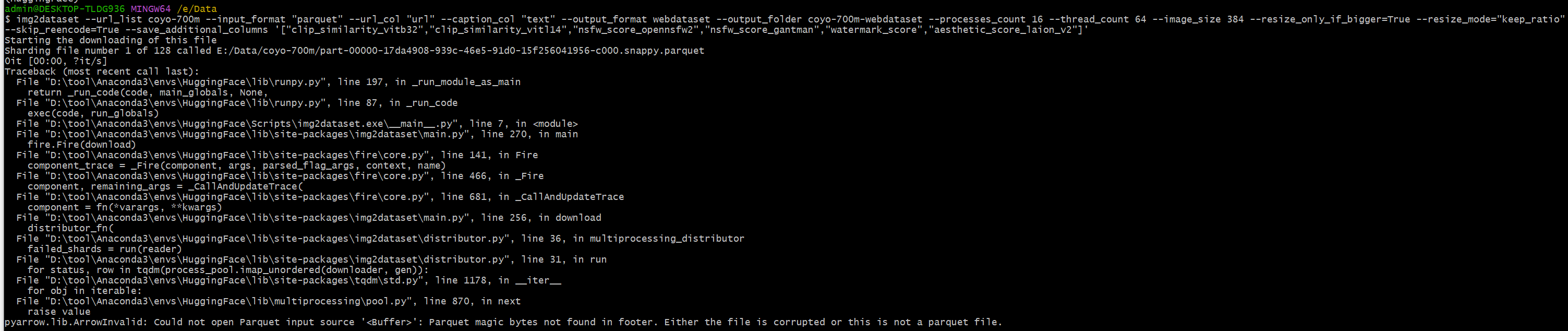 Error reported downloading coyo-700m · Issue #356 · rom1504/img2dataset · GitHub