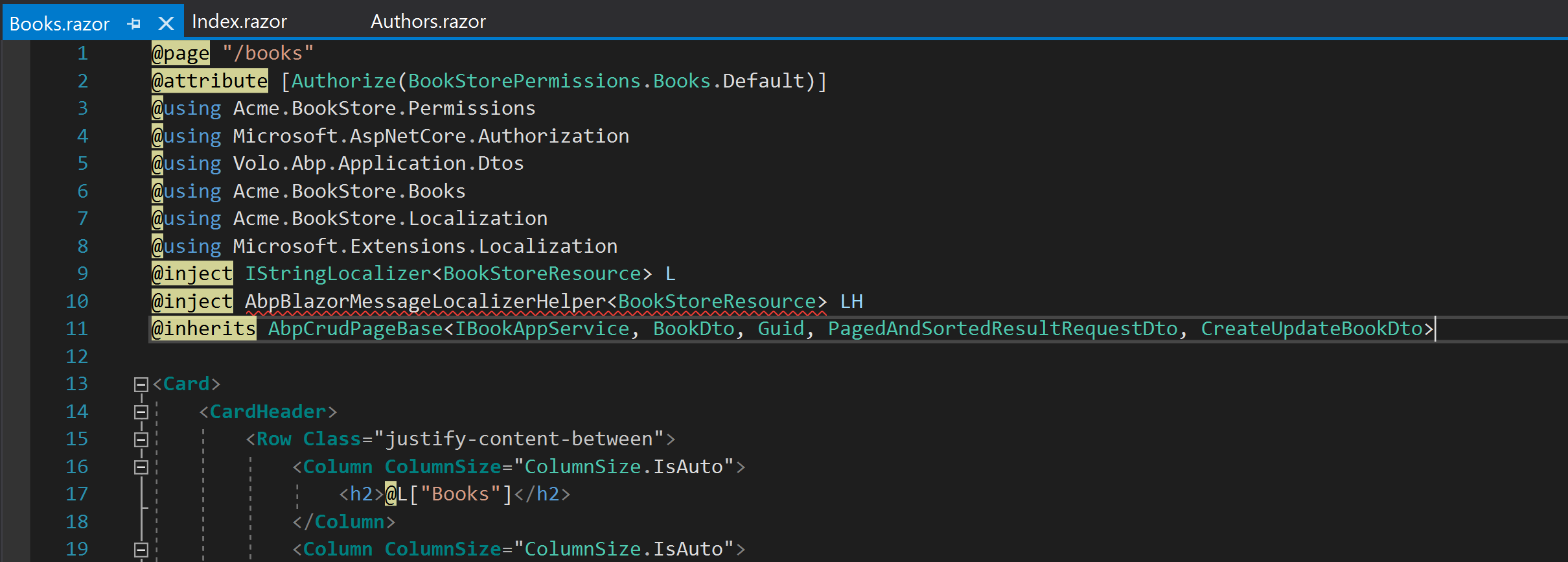 The type or namespace name AbpBlazorMessageLocalizerHelper could not be ...