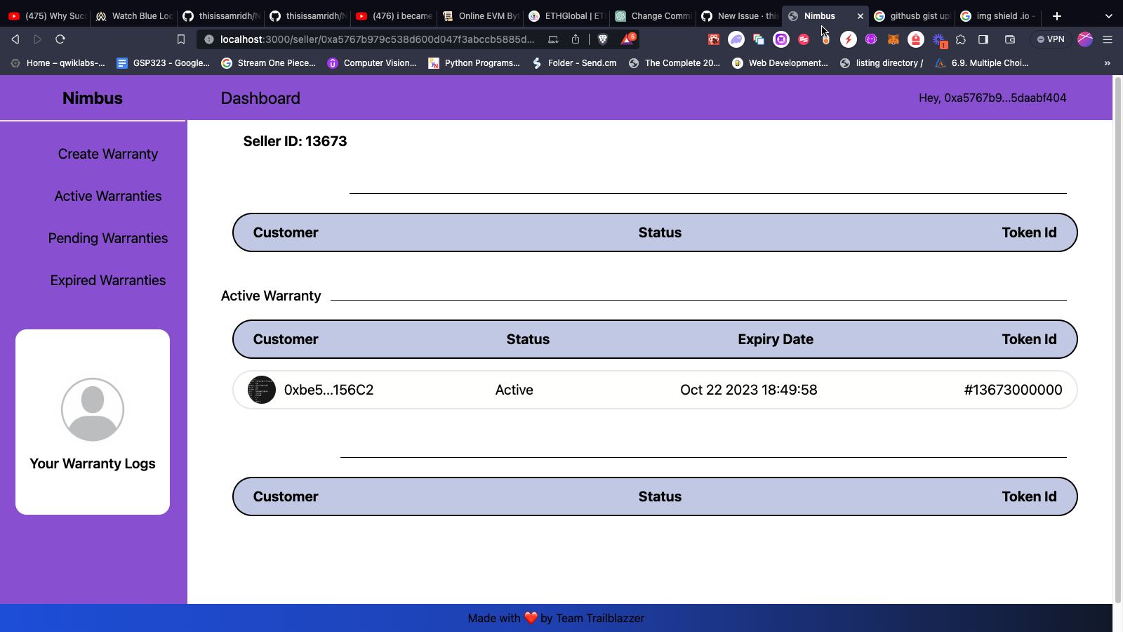 GitHub - thisissamridh/Nimbus-EthOnline: On chain warranty solution powered on Scroll blockchain ...