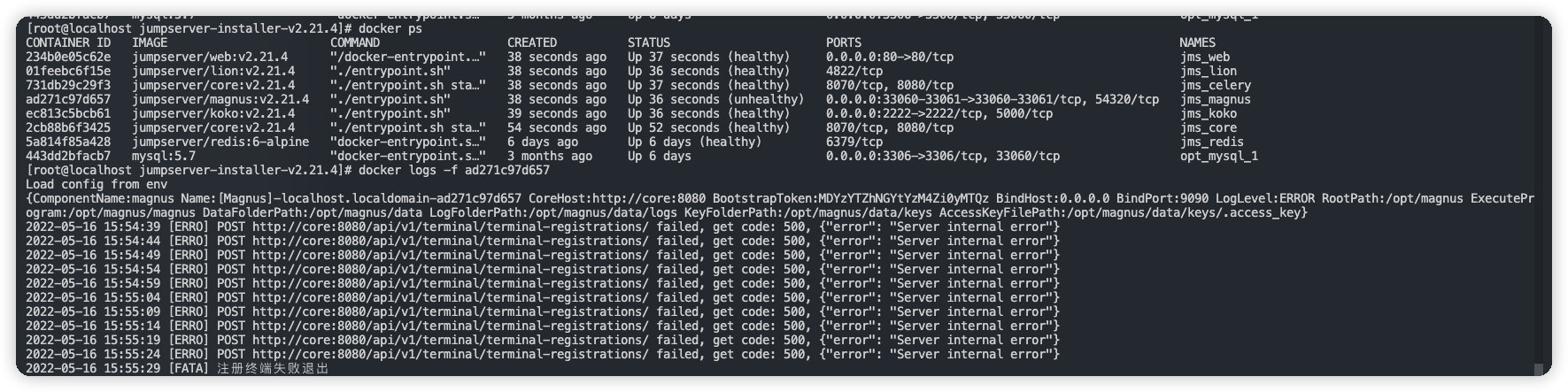 [Bug] jms_magnus. 出现错误，容器状态一直为starting 或 unhealthy · Issue #8212 ...