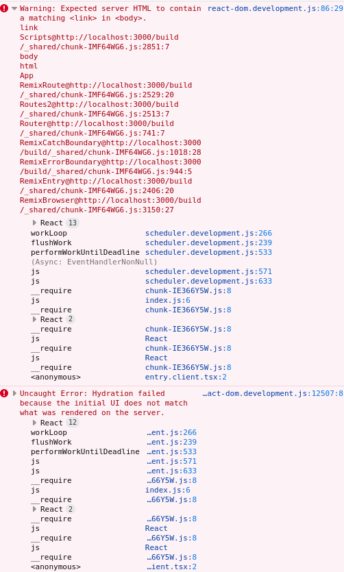 Hydration error in Firefox (but not in Chrome) · Issue #4142 · remix-run/remix · GitHub