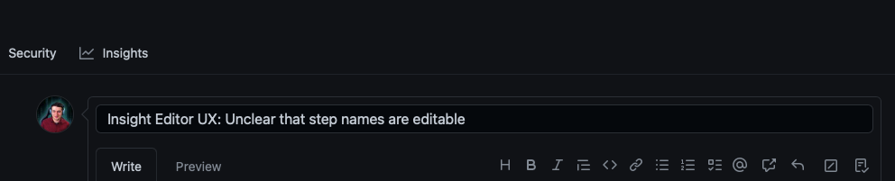 Insight Editor UX: Unclear that step names are editable · Issue #227 · TelemetryDeck/Issues · GitHub