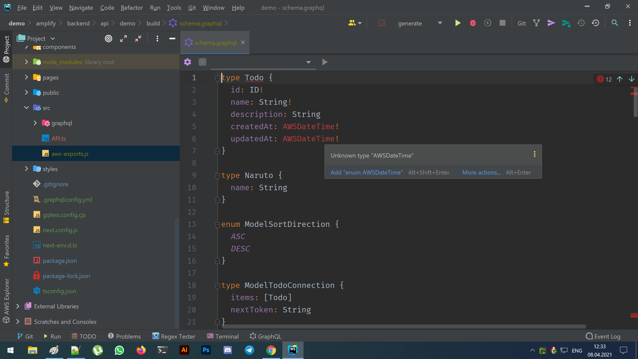 Generated schema is not corrected (scalars like AWSDateTime not defined ) · Issue #7080 · aws ...