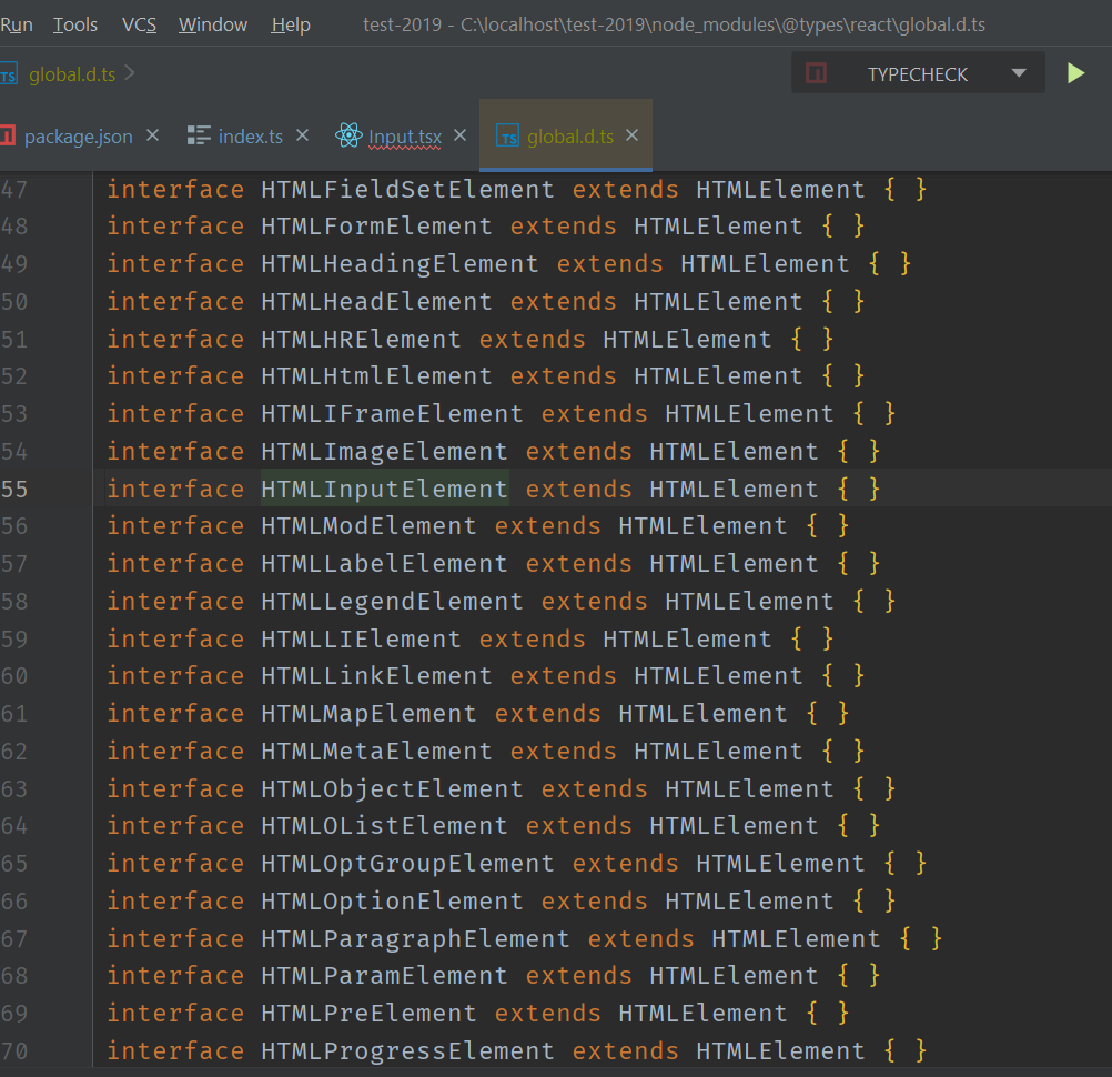 Property 'type' does not exist on type 'HTMLInputElement' · Issue #49568 · DefinitelyTyped ...
