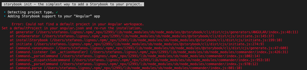 Angular Not Possible To Add Storybook To An Angular Project Created