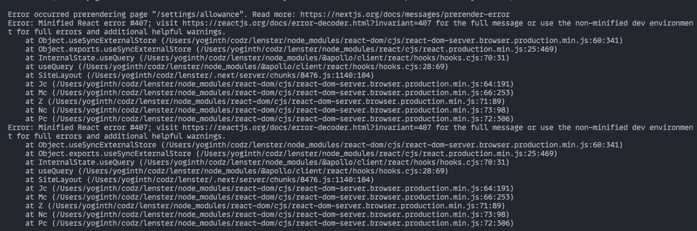 Getting Error On Usequery While Building The Nextjs App · Issue 9629 · Apollographqlapollo 8710