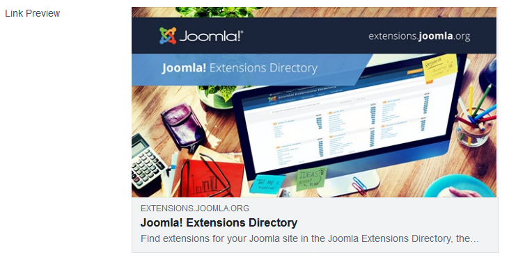 [JED] Share link on Facebook and advertisement is the preview image · Issue #211 · joomla/jed ...