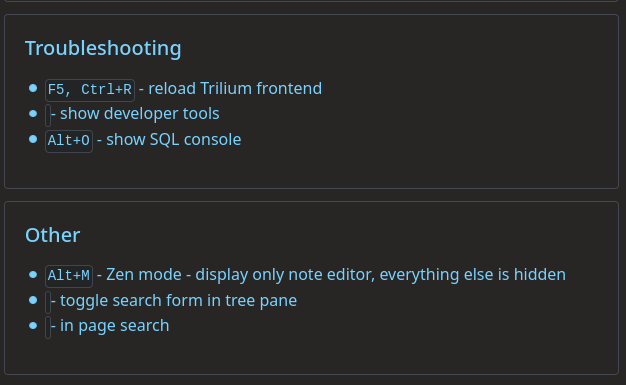 [Bug] Some keyboard shortcuts missing · Issue #1851 · zadam/trilium · GitHub