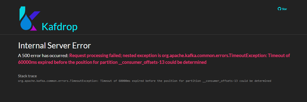 Internal Server Error A 500 error has occurred · Issue #235 · obsidiandynamics/kafdrop · GitHub