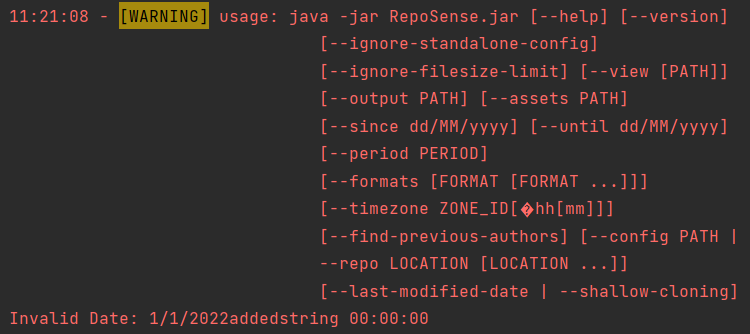 Unable to process `1/1/2022addedstring` · Issue #1793 · reposense/RepoSense · GitHub