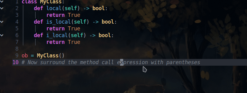 Missing completion items for method call expressions that appear inside ...