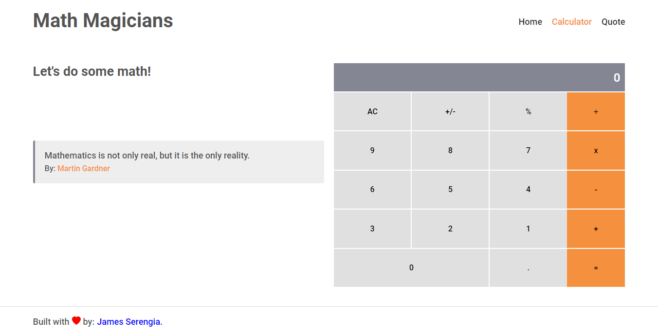 GitHub - serengia/math-magician-project--react: This is a single page react application that ...