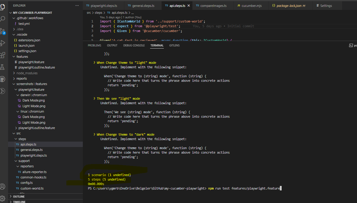Undefined Issue · Issue 492 · Tallyb Cucumber Playwright · Github