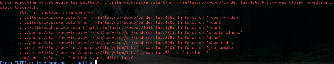 NeoTree throwing error when quickly opening it with the telescope ...