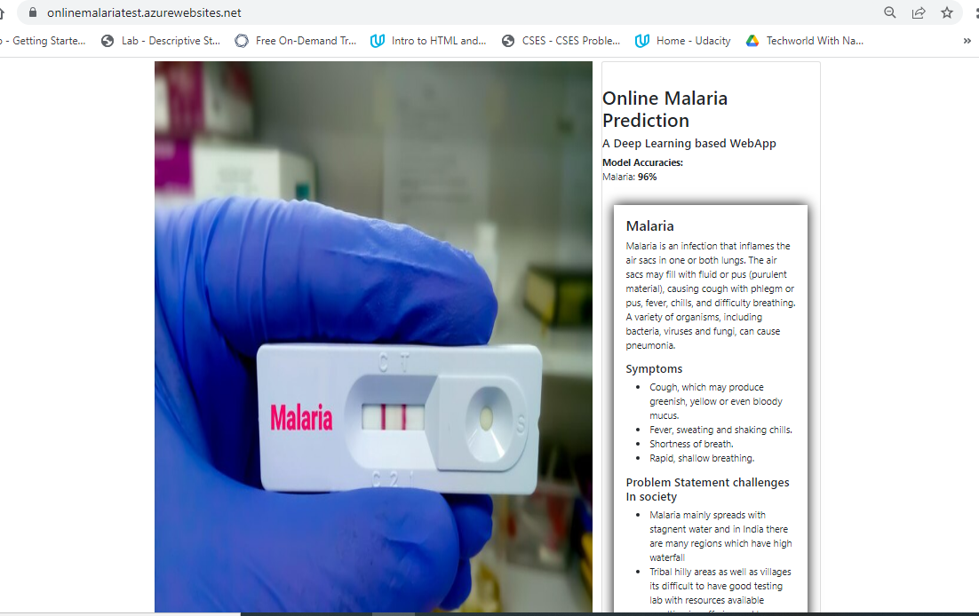 GitHub - Sanjana520/malaria-predection: Online Malaria Predictor ...