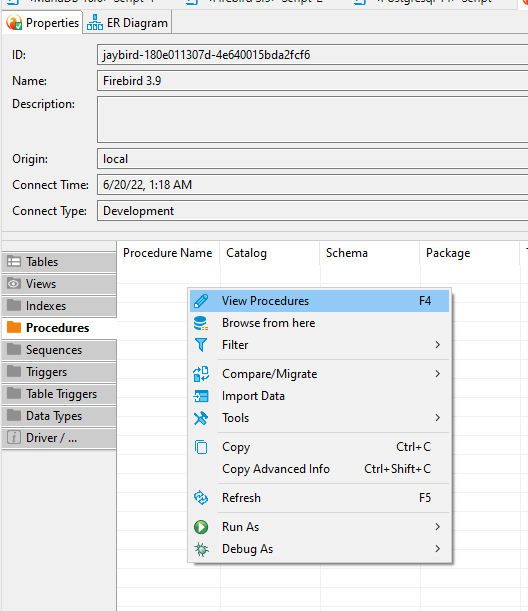 I request to be able to create triggers, procedures and sequences in Firebird through the ...