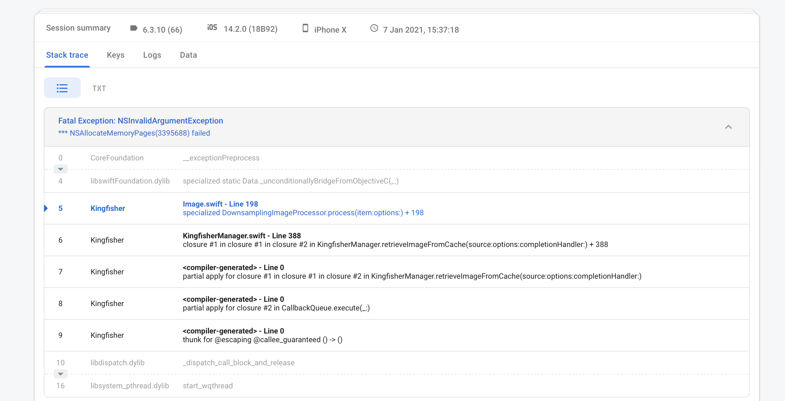 Fatal Exception: NSInvalidArgumentException -> NSAllocateMemoryPages(3395688) failed · Issue ...