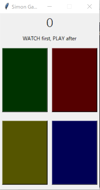 GitHub - huykhoa11/Simon-Game: Simon game built by using TKinter and Python. Using left-click to ...