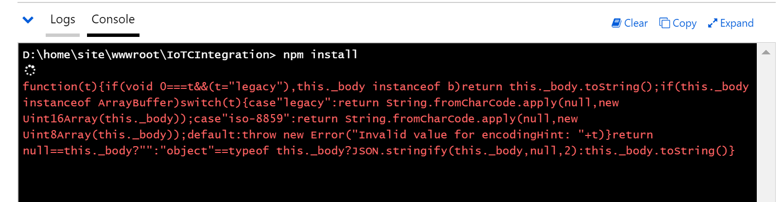 During npm install, a message regarding 'Invalid value for encodingHint' is shown · Issue #32 ...