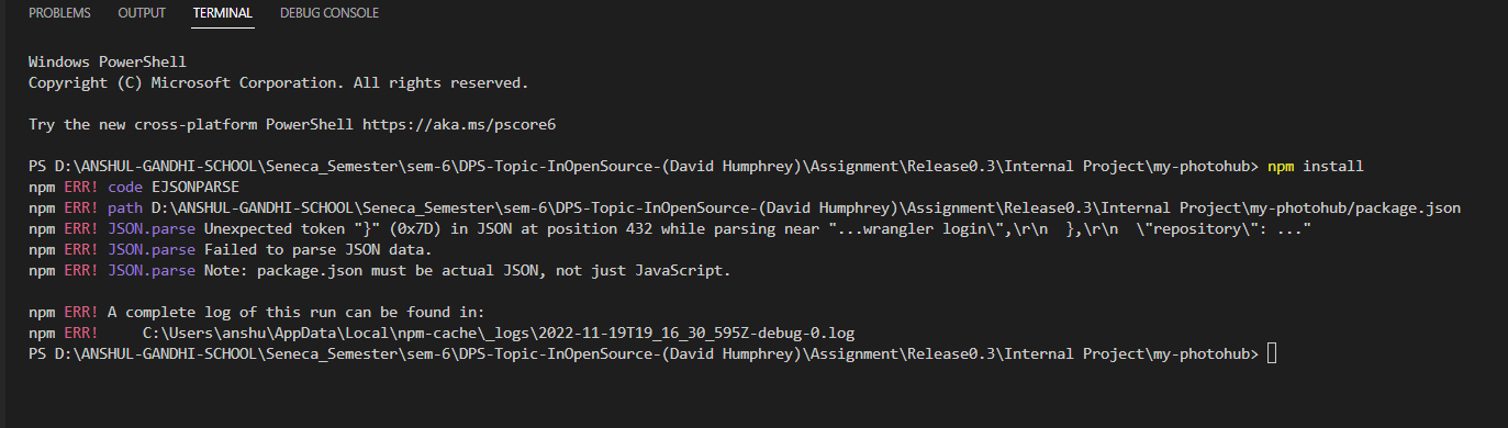 Error when tried npm install · Issue #19 · Seneca-CDOT/my-photohub · GitHub