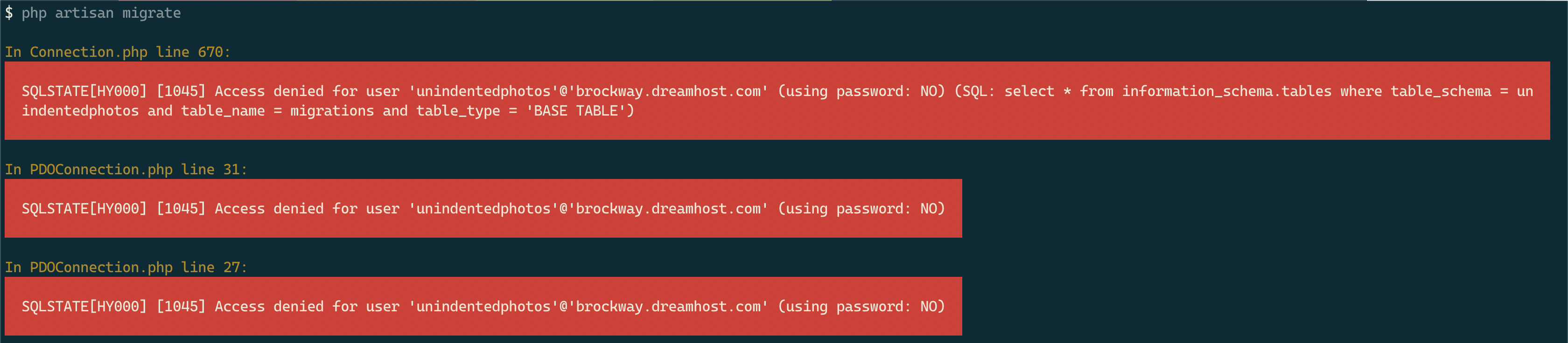 Issues running `php artisan migrate` · Issue #501 · LycheeOrg/Lychee · GitHub