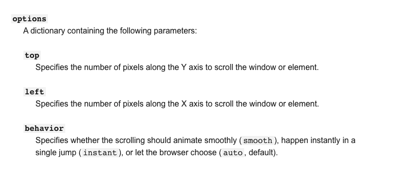 Issue with "Window.scrollTo()": there is no 'instant' option in ...