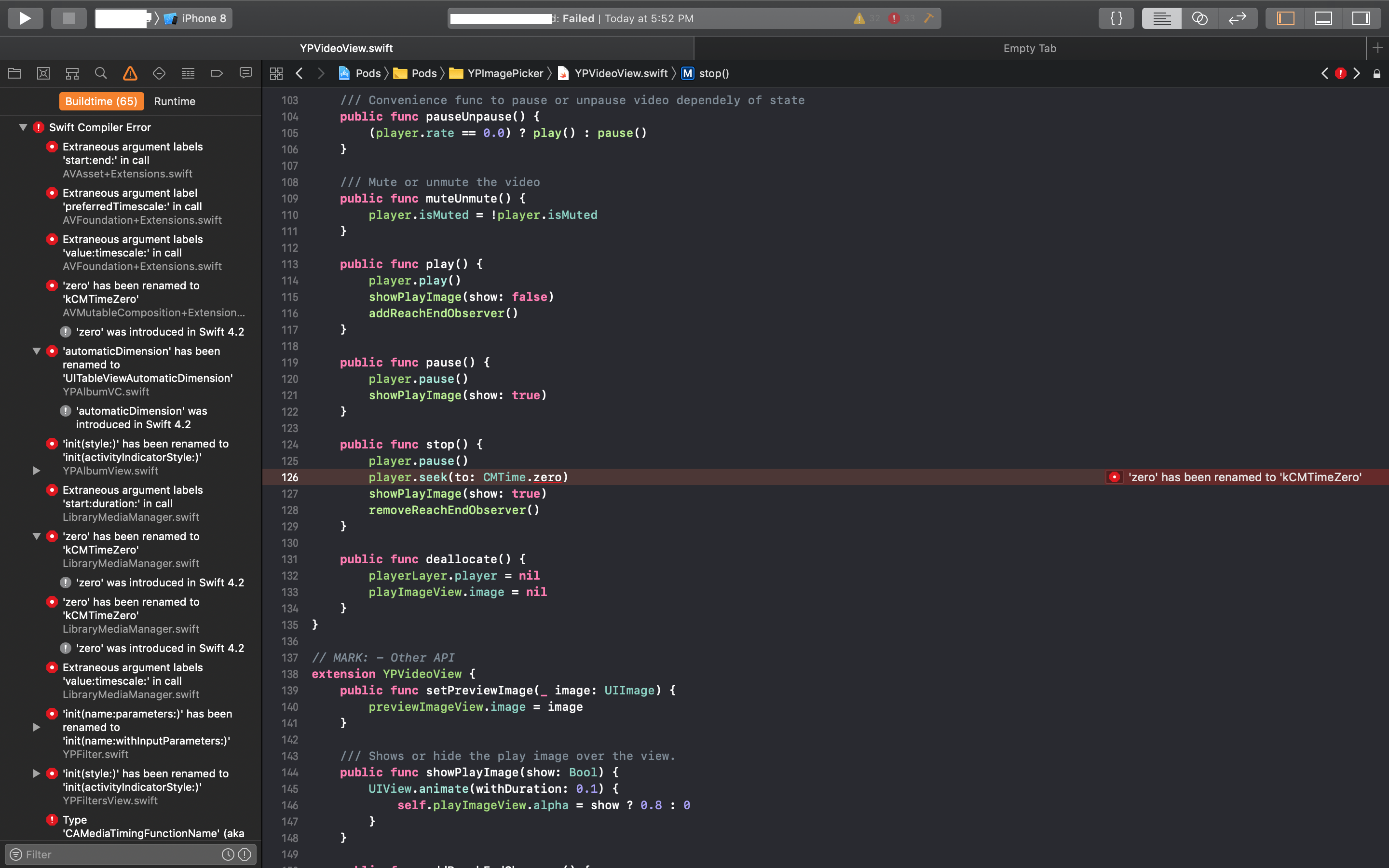 Pod depends on XCode 10 - swift 4.2 · Issue #224 · Yummypets/YPImagePicker · GitHub