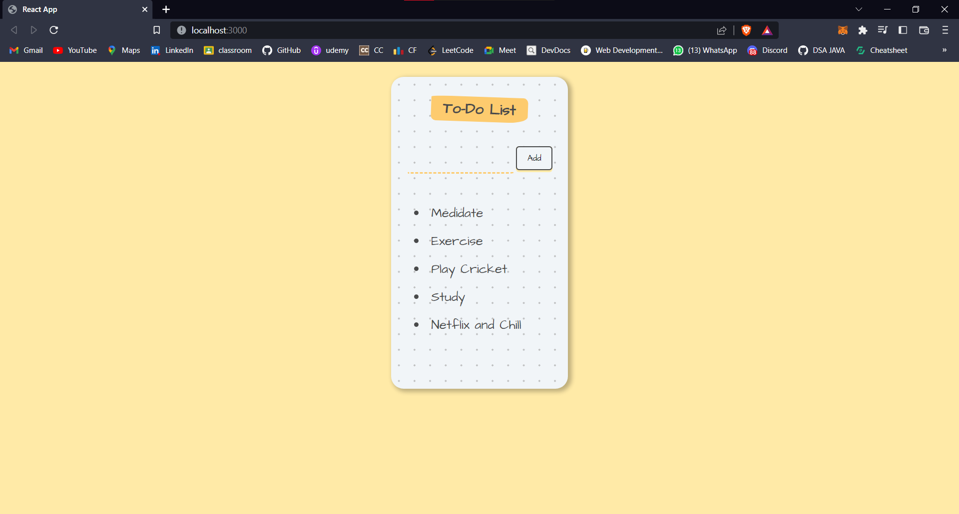 GitHub - PareshChawla/React-ToDoListApp: ToDoList App which is made using React JS library using ...