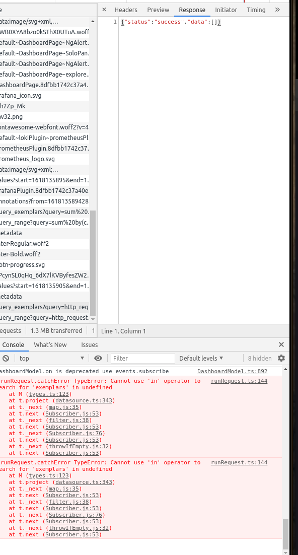 Prometheus Datasource Fails When No Exemplars Are Accessible Disable Exemplars Button Is Stuck 