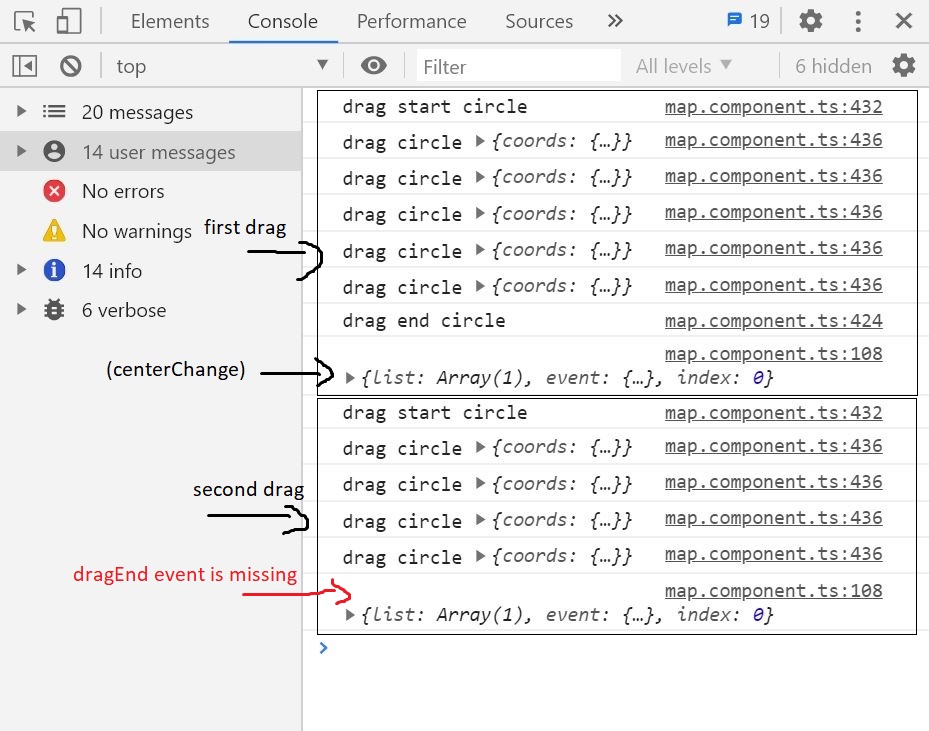 AgmCircle dragEnd stops working after a few drags · Issue #1863 · sebholstein/angular-google ...