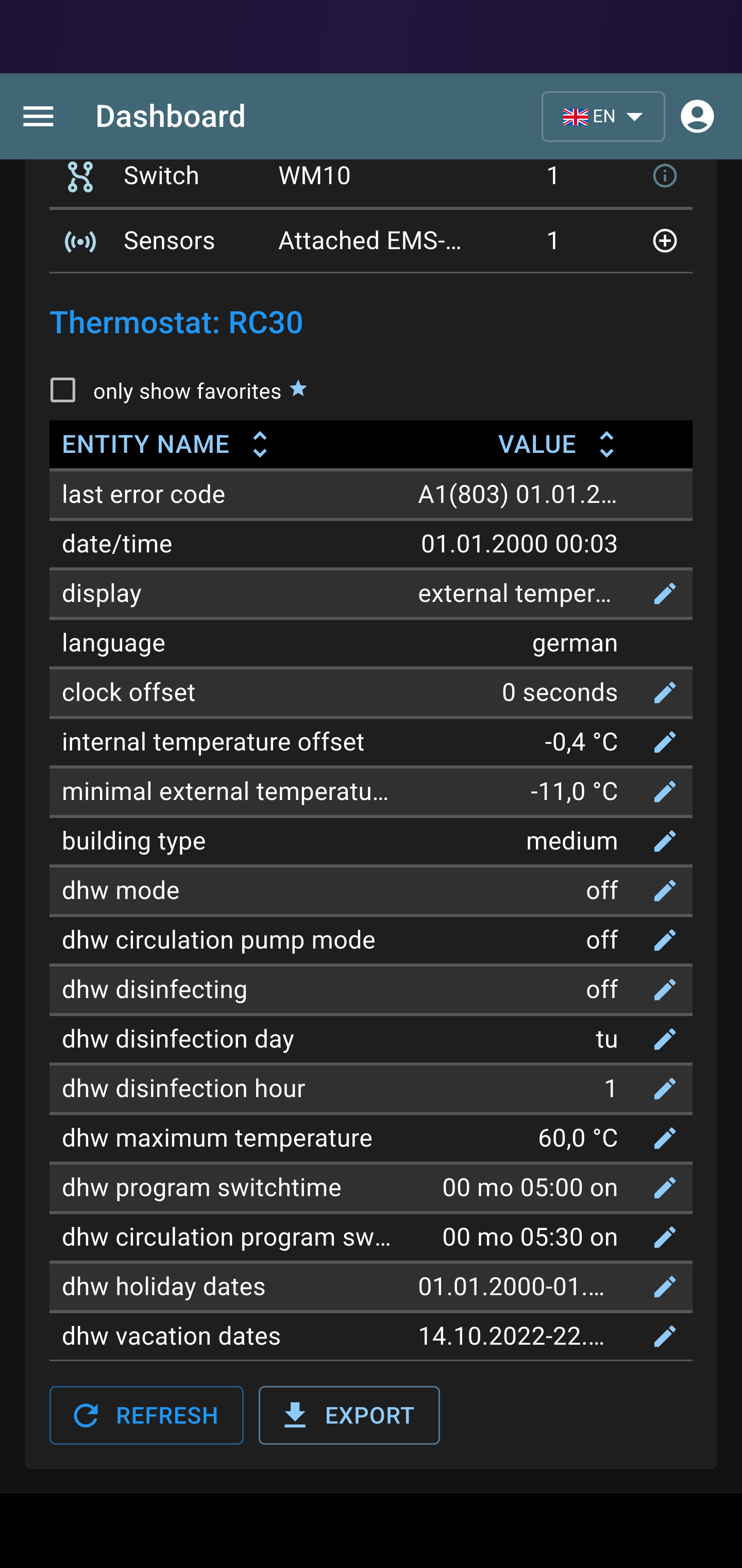 RC30 Data missing with SW Version 3.4.4 / 3.5b · Issue #786 · emsesp/EMS-ESP32 · GitHub