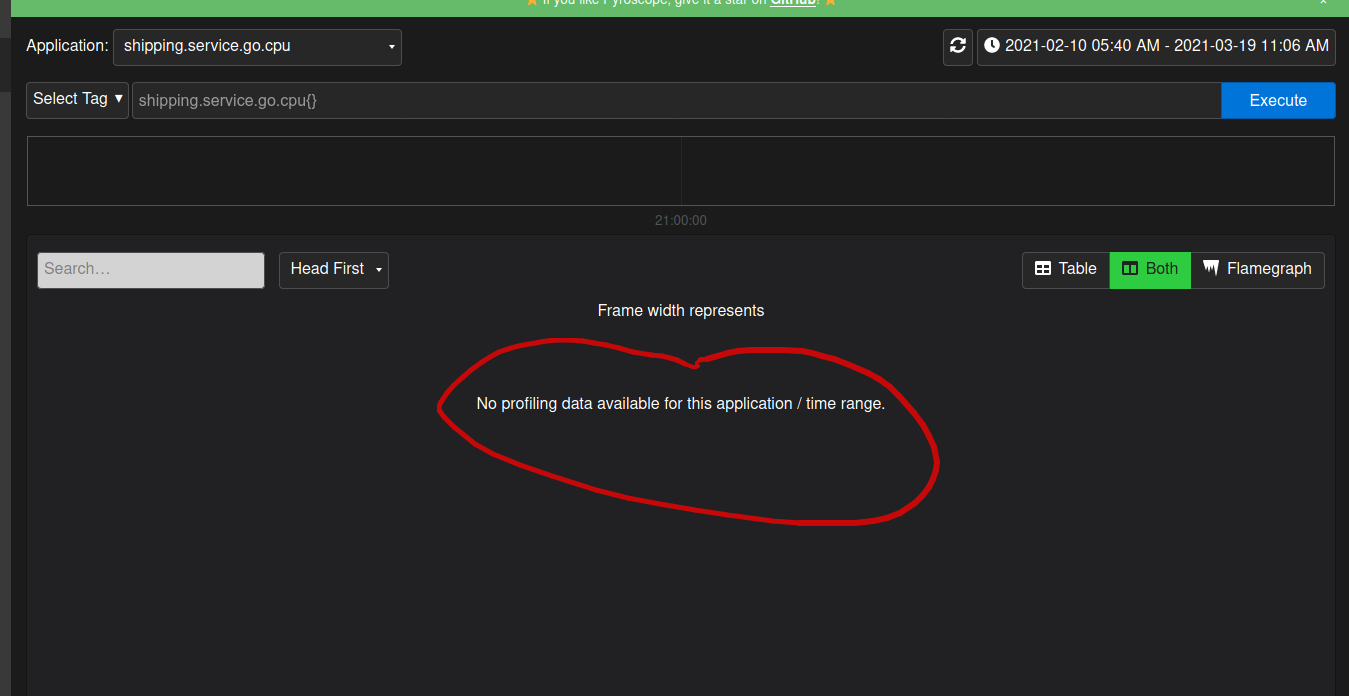 Show a message when there's no data available · Issue #483 · grafana/pyroscope · GitHub