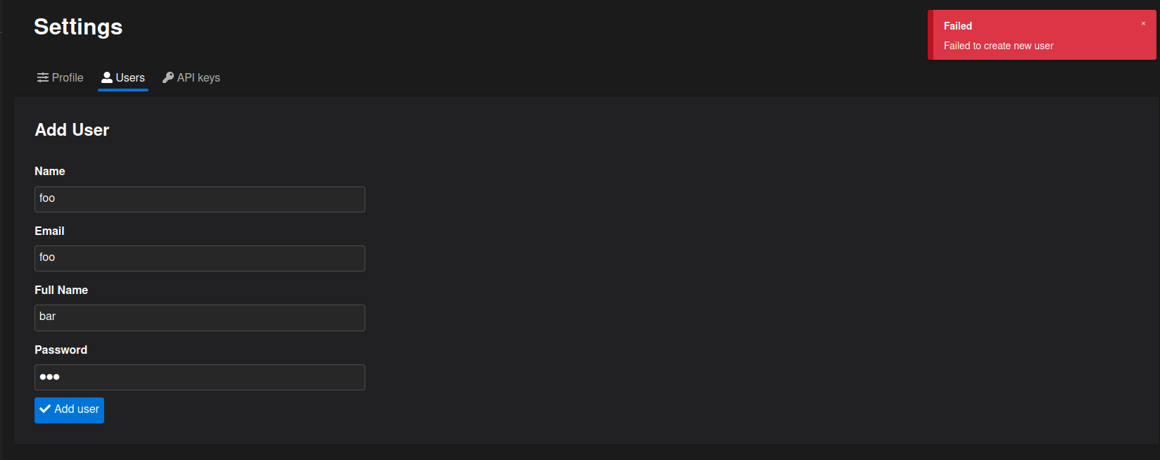 Display error message when user fails to be created · Issue #904 ...