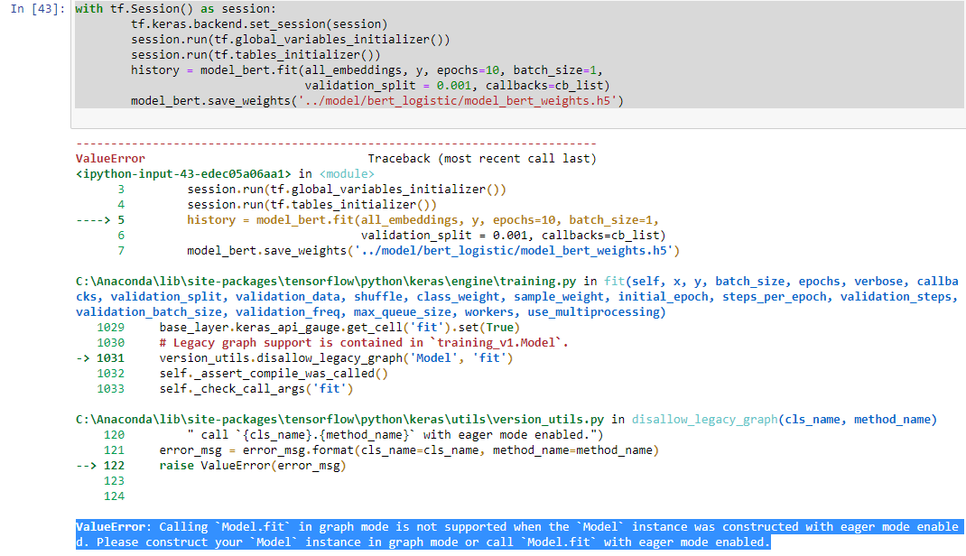 Valueerror Calling `model Fit` In Graph Mode Is Not Supported When The `model` Instance Was